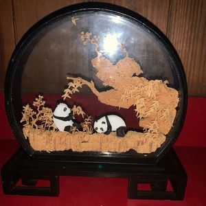 Hand Crafted | Accents | Vintage Chinese Cork Art Panda Scene | Poshmark